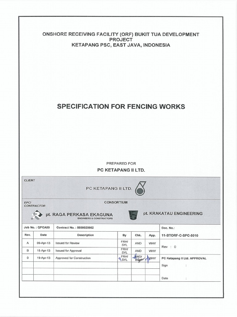 Specification For Fencing Works | PDF