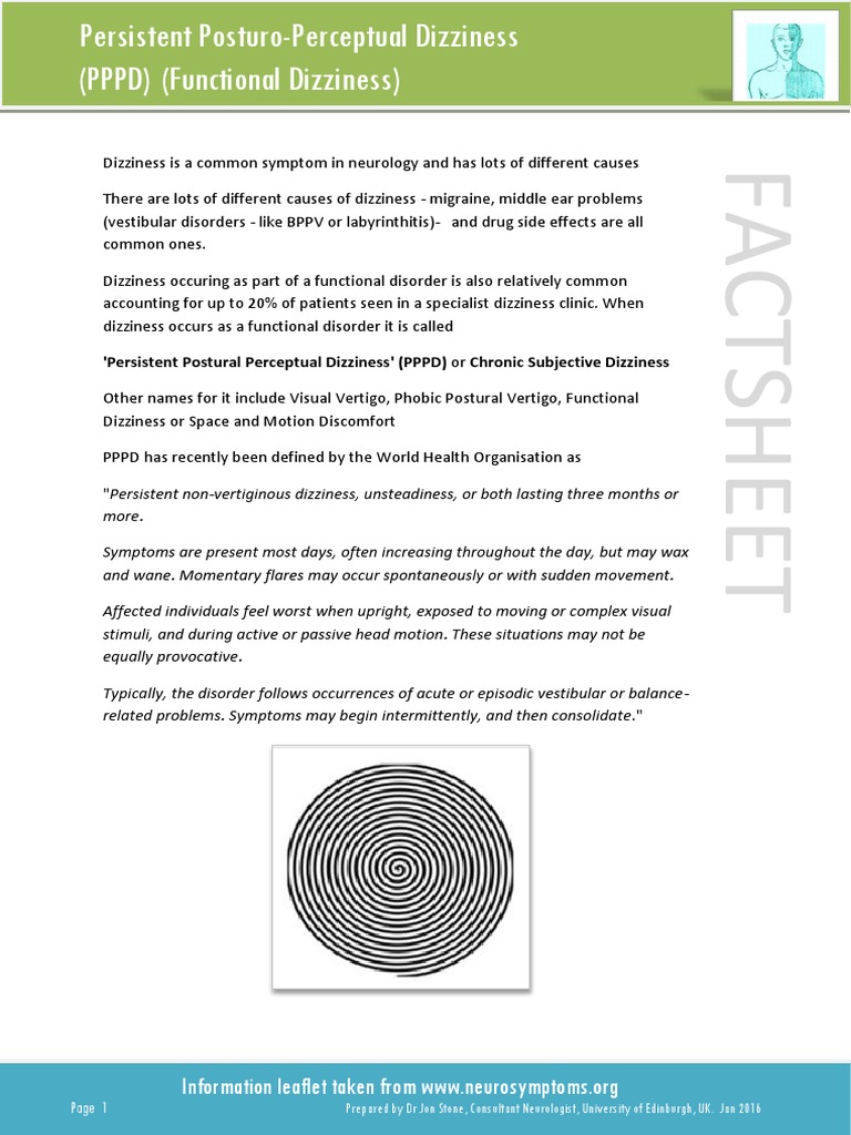 Dizziness - PPPD Information Sheet | PDF | Vertigo | Anxiety