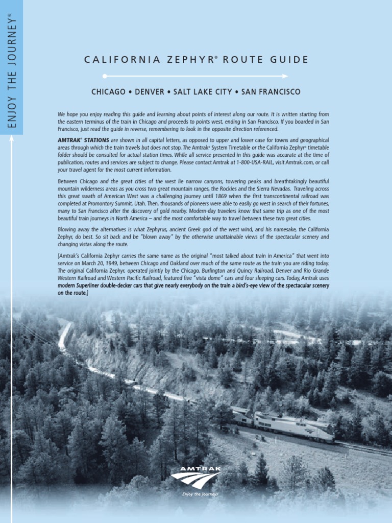 Amtrak California Zephyr Train Route Guide 2014 | PDF | San Francisco ...