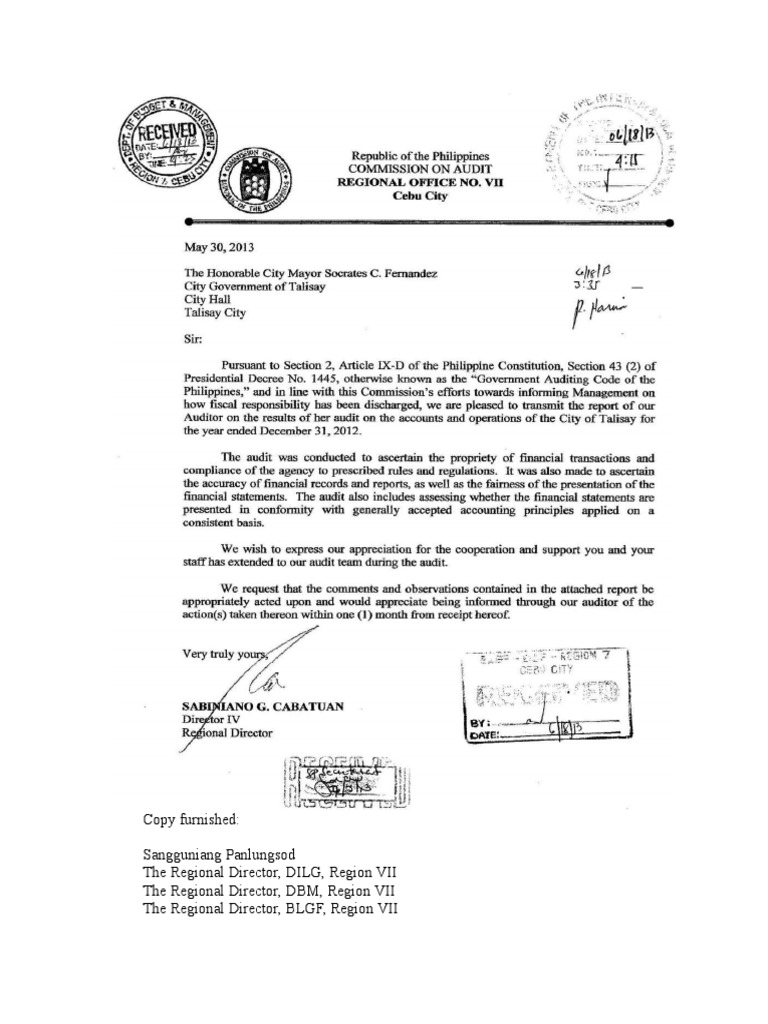Copy furnished: Sangguniang Panlungsod The Regional Director, DILG ...