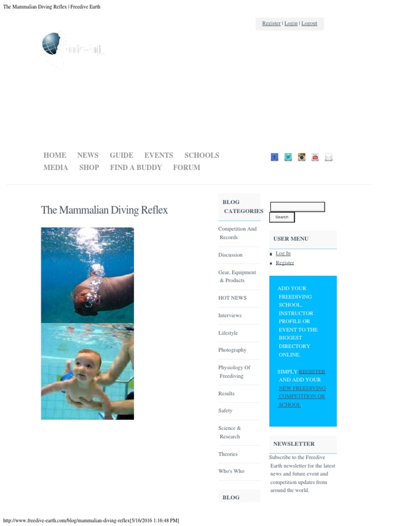 Freedive Earth - The Mammalian Diving Reflex | Physiology | Medical ...
