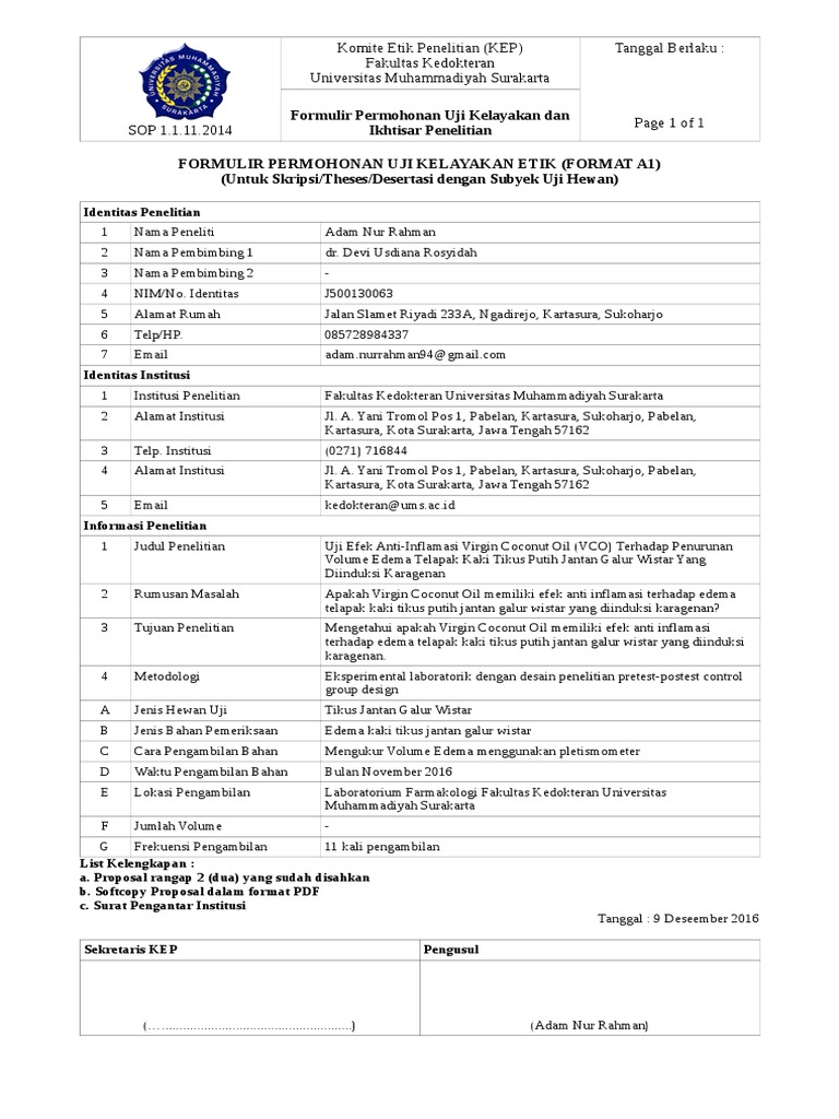 Formulir Pengajuan Ethical Clearance | PDF | Kesehatan Holistik