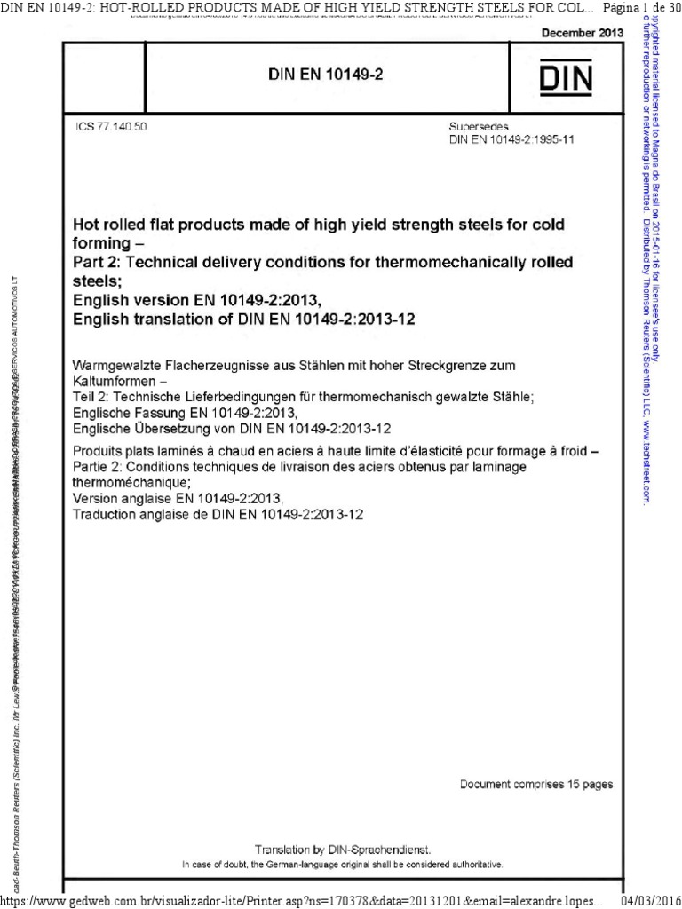 Din en 10149-2 (Only For Reference) | PDF | Materials | Building Engineering