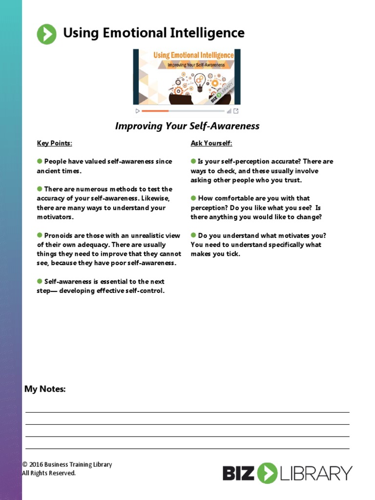 Using Emotional Intelligence: Improving Your Self-Awareness | PDF ...