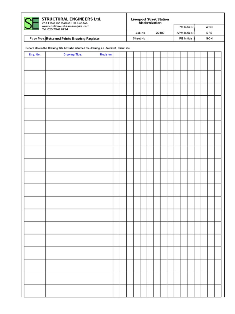 Returned Print Drawing Register | PDF | Computers