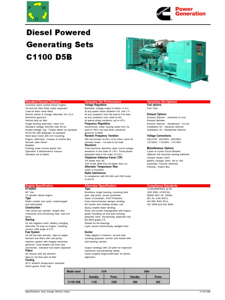 C1100-D5B PMG PDF | PDF | Engines | Diesel Engine