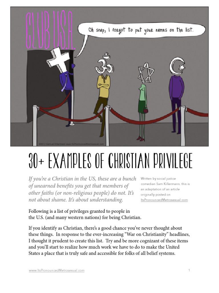 Christian Privilege Checklist | PDF | Holidays | Faith
