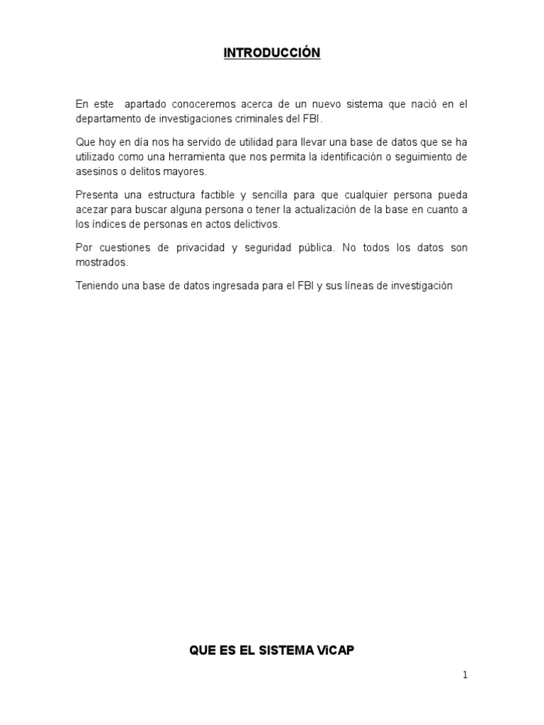 ViCAP: Herramienta del FBI para Crímenes | PDF | Delito | Oficina ...
