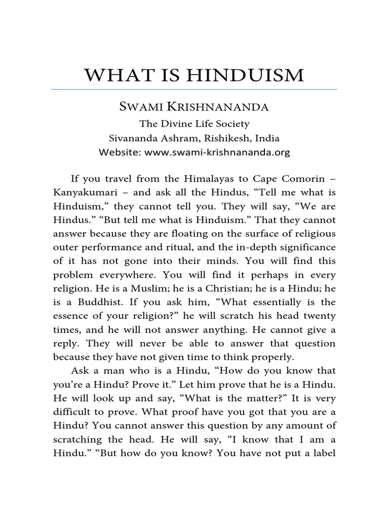 What Is Hinduism | PDF | Theism | Religious Faiths