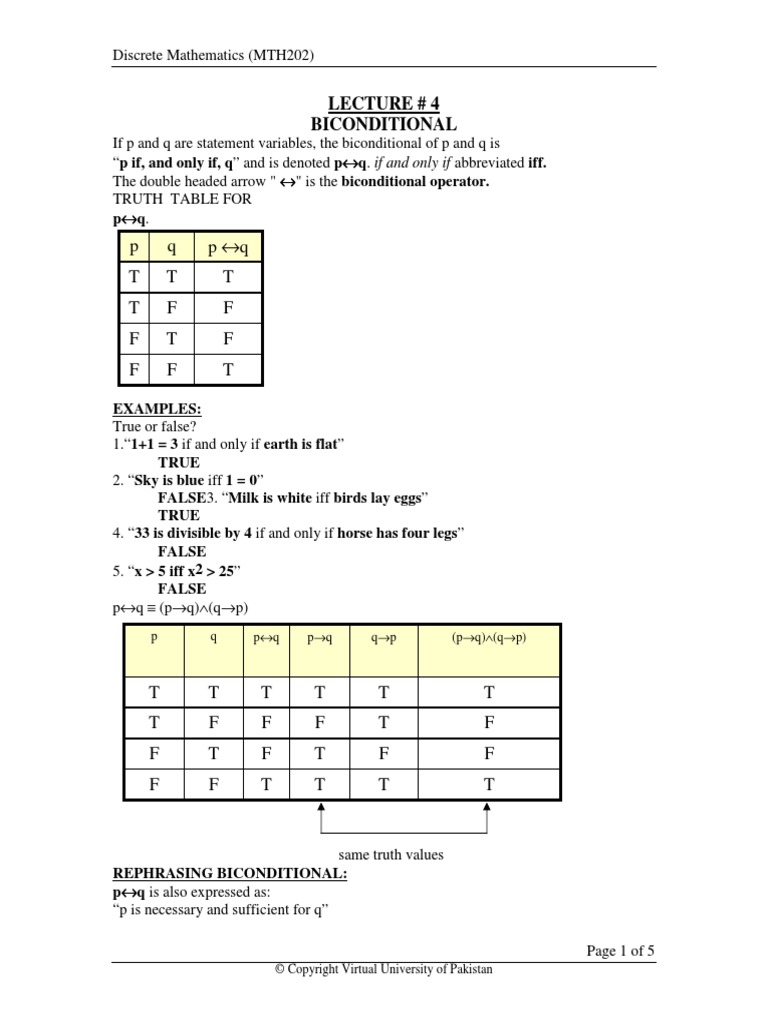 Math Handout 04 | PDF | If And Only If | Metalogic