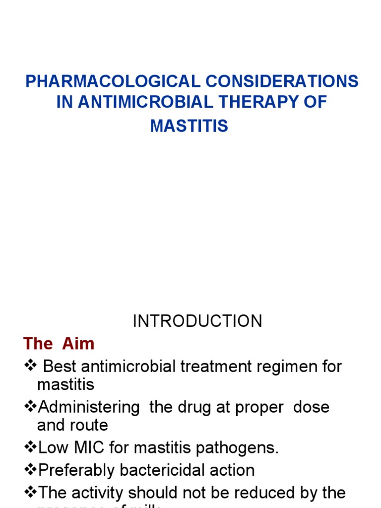 Pharmacological Considerations in Antimicrobial Therapy of Mastitis ...