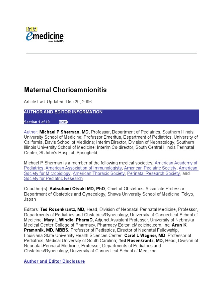 Maternal Chorioamnionitis | PDF | Preterm Birth | Childbirth