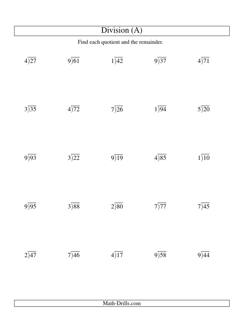 Division Problems with Quotients & Remainders | PDF | Mathematical ...