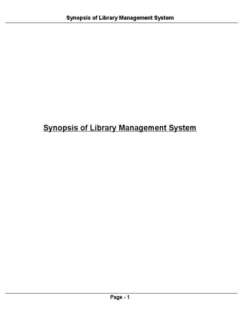 Synopsis of Library Management System | PDF | Relational Database ...