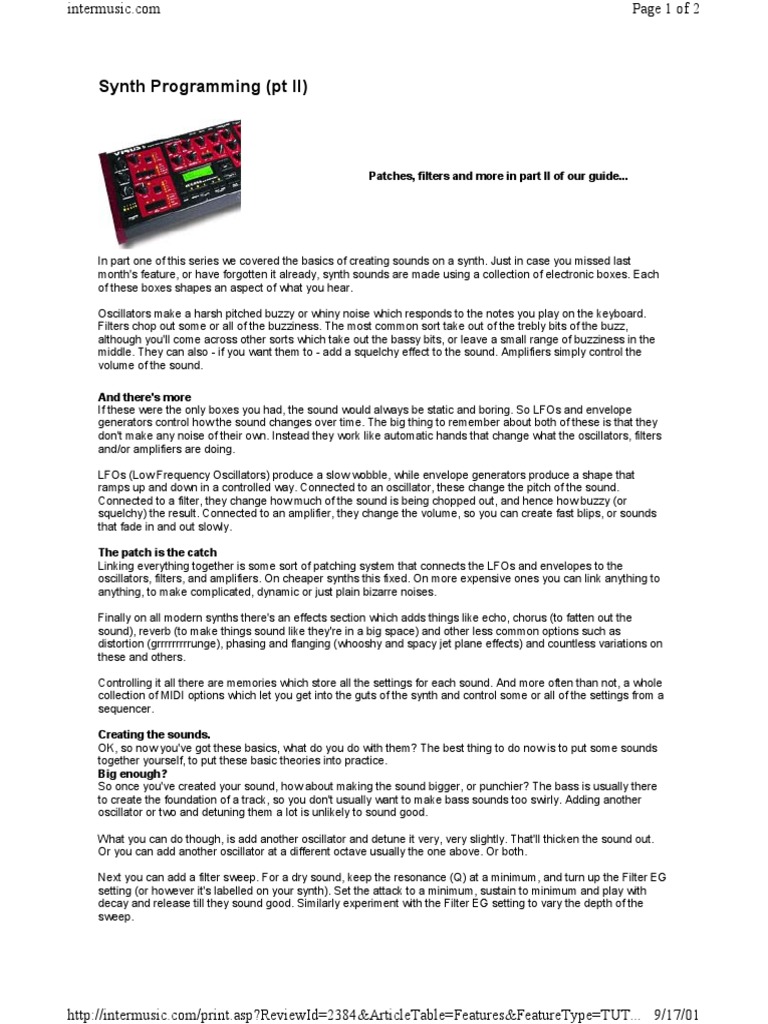 Intermusic - Synth Programming - 2 | PDF | Synthesizer | Sound Technology