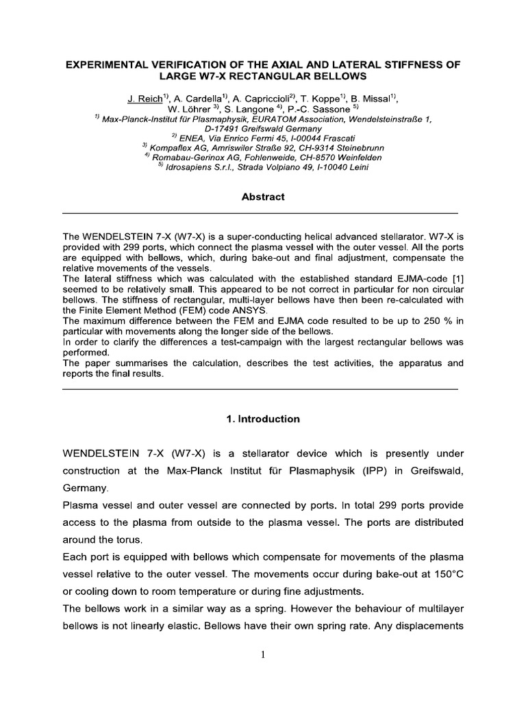 AXIAL and Lateral Stifness Bellows | PDF