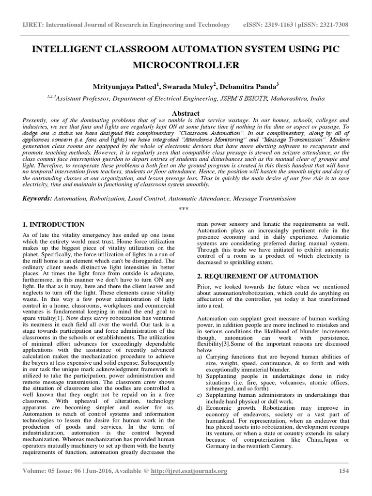 Intelligent Classroom Automation System Using Pic Microcontroller | PDF ...