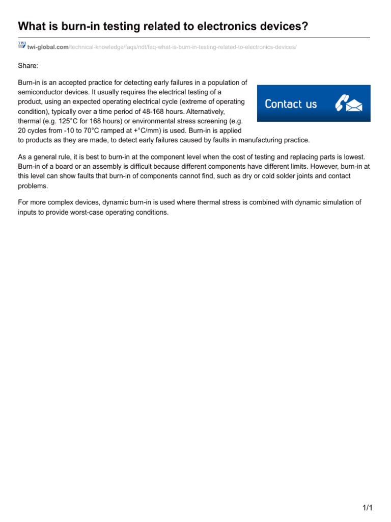 What Is Burn-In Testing Related To Electronics Devices | PDF | Science ...