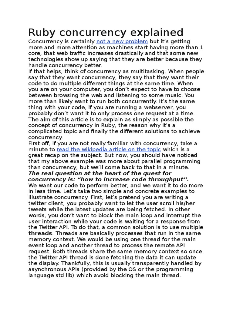 Ruby Concurrency Explained Pdf Thread Computing Computing