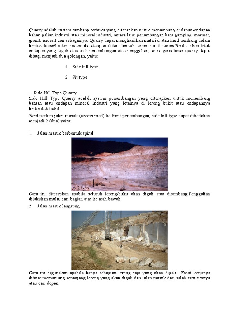 Metode Penambangan Quarry Terbuka | PDF