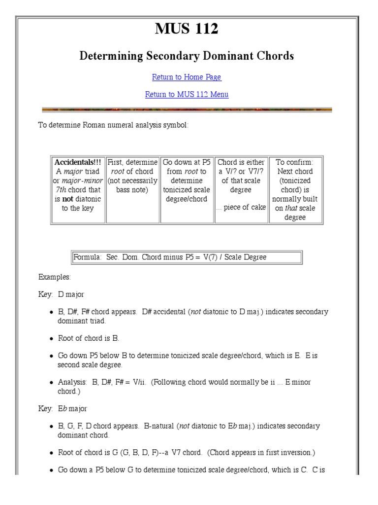 Determining Secondary Dominant Chords | PDF | Chord (Music) | Music Theory