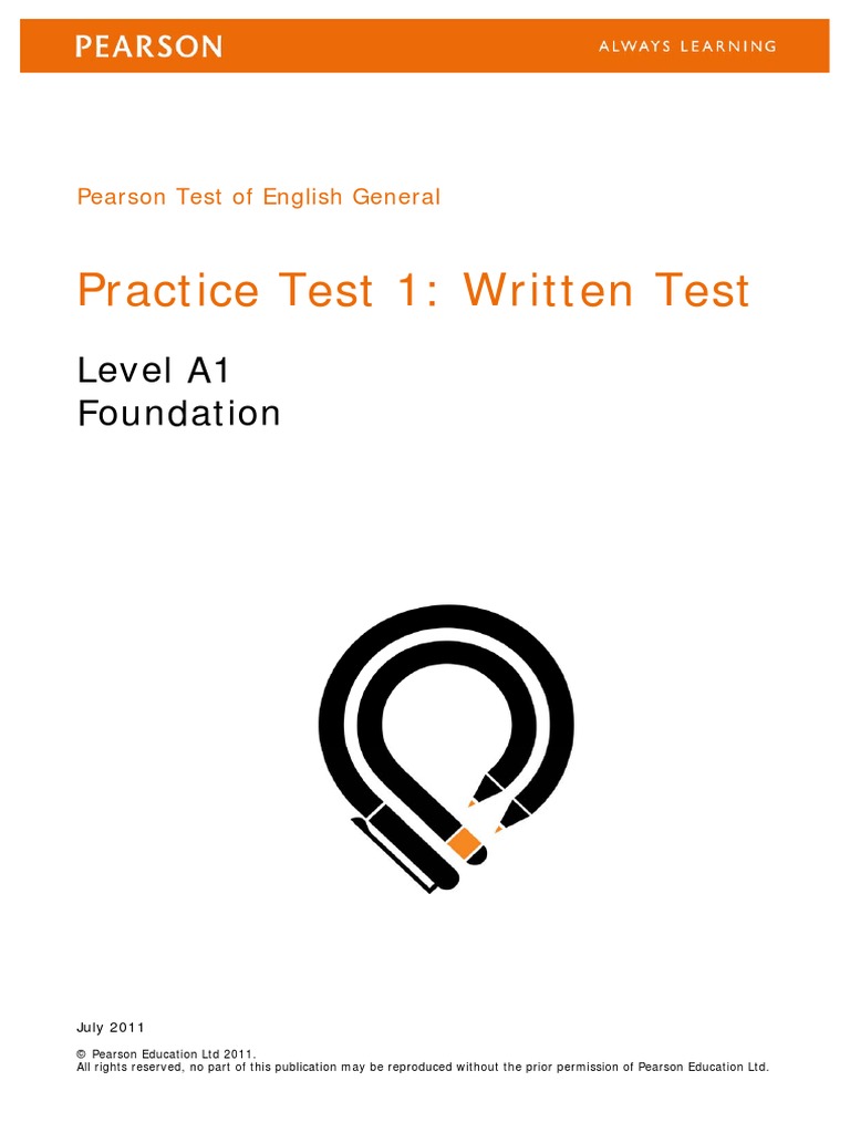 PTE-General Written PracticeTest1 Level-A1-foundation PDF | PDF