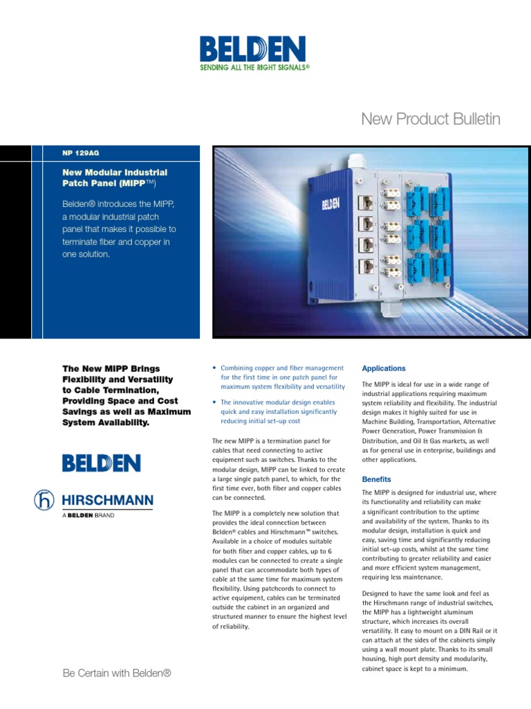 New Product Bulletin: New Modular Industrial Patch Panel (MIPP™) | PDF ...