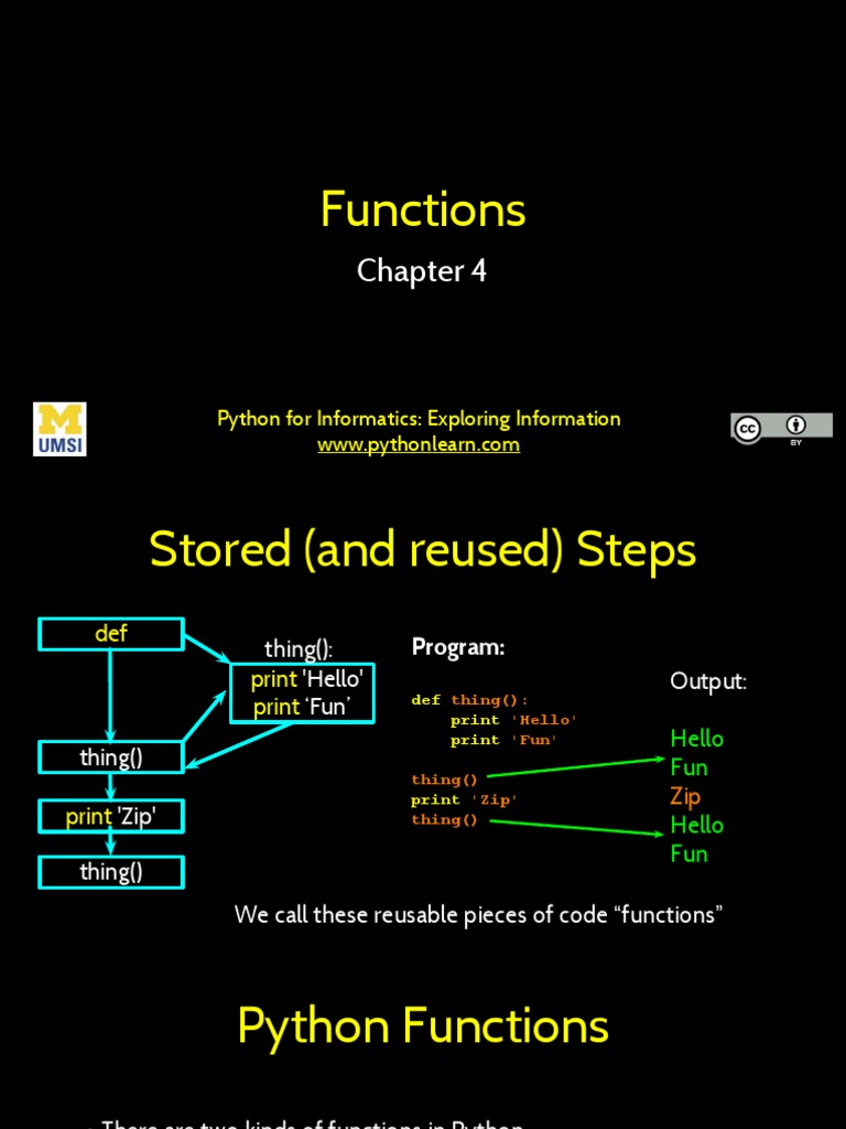 Py4inf 04 Functions Pdf Pdf Parameter Computer Programming Subroutine 7561