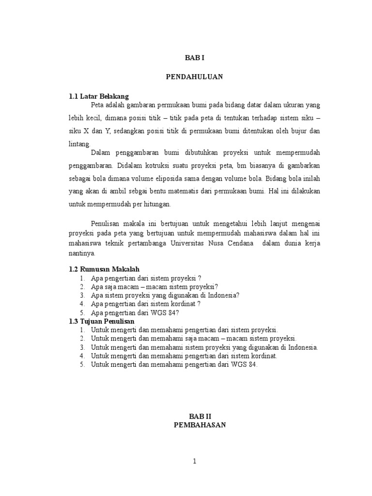 Sistem Proyeksi Peta WGS 84 di Indonesia | PDF