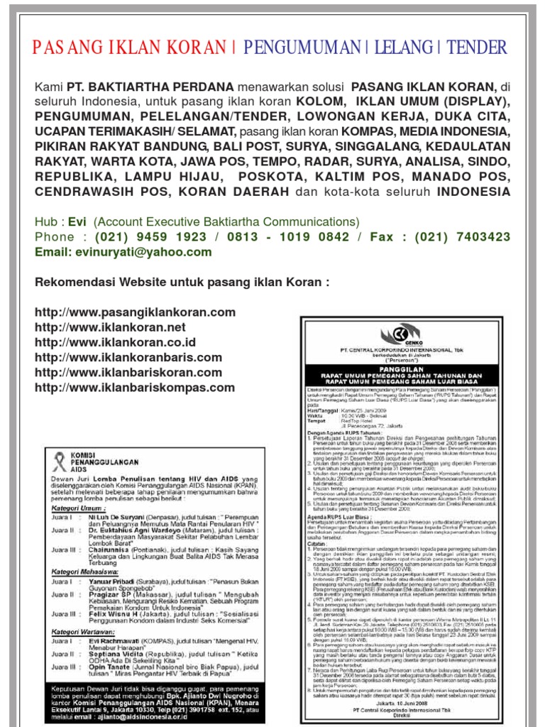 Iklan Koran Lelang Umum | PDF | Bisnis