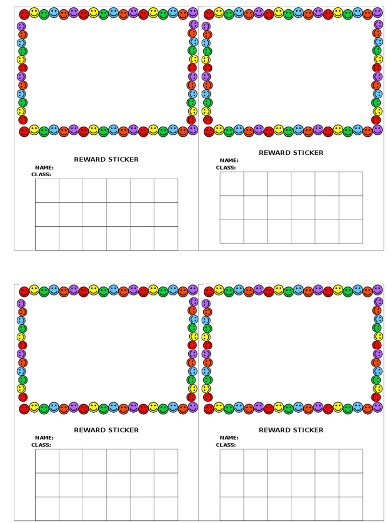 Reward Sticker Reward Sticker: Name: Class: Name: Class | PDF