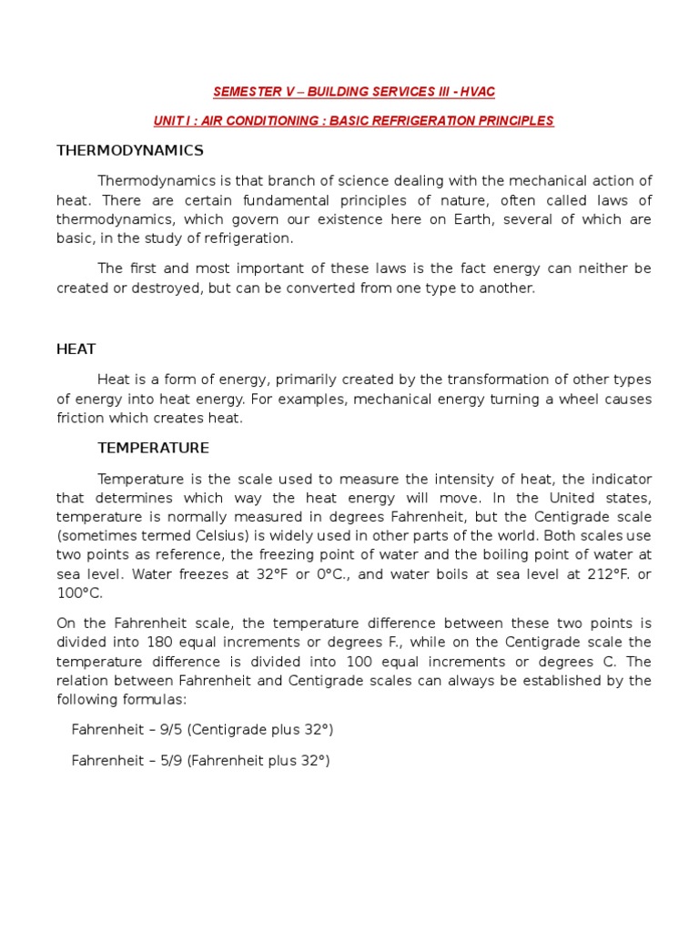 Building Services -hvac Notes | Air Conditioning | Gas Compressor