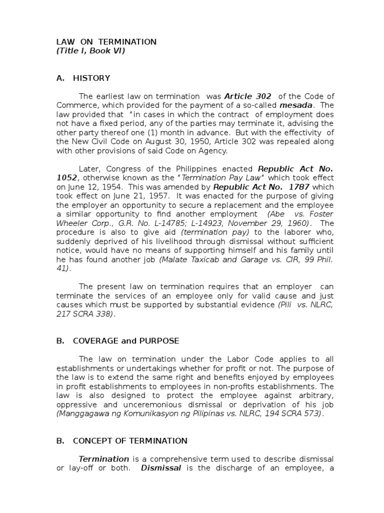 Law On Termination | PDF | Due Process Clause | Employment