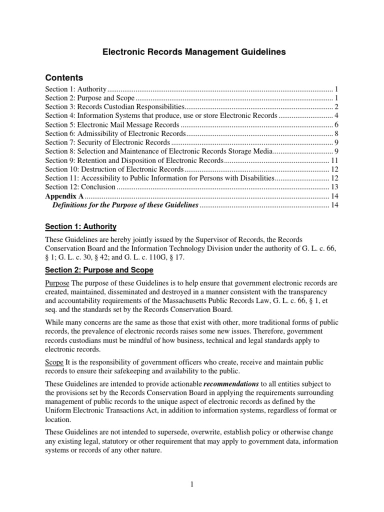 Electronic Records Management Guidelines | PDF | Records Management ...