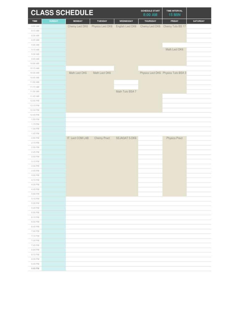 Example of Schedule PDF | PDF | Science & Mathematics