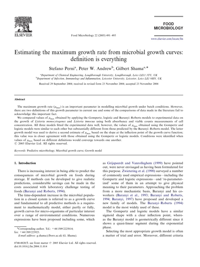 Estimating The Maximum Growth Rate From Microbial Growth Curves ...