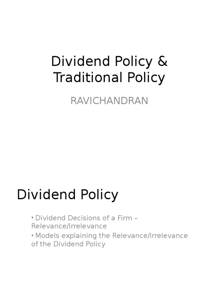 An In-Depth Explanation of Dividend Policy Theories and Models | PDF ...