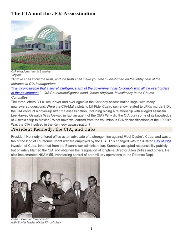 The CIA and The JFK Assassination | PDF | Warren Commission | Lee ...