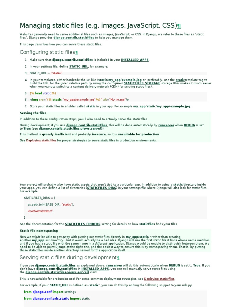 Managing Static Files Django Pdf Directory Computing Computer File