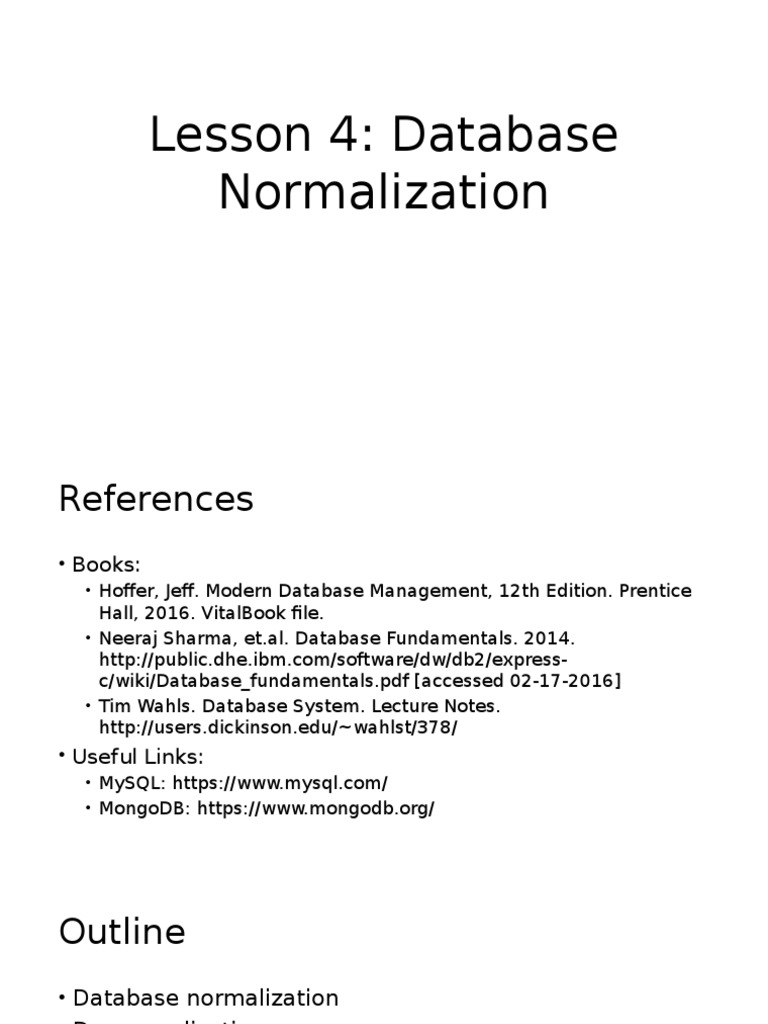 Lesson 4: Database Normalization | Download Free PDF | Databases | Computer Data
