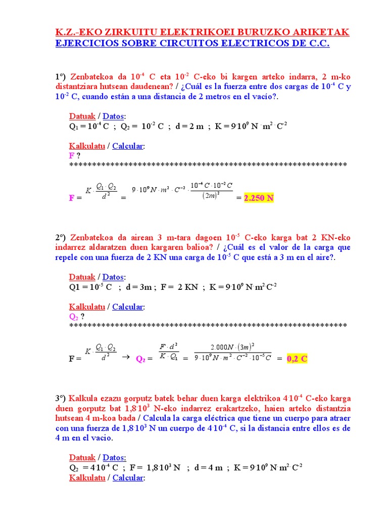 Problemas de Electricidad Resueltos, Bilingue | PDF | Resistencia Eléctrica y Conductancia ...
