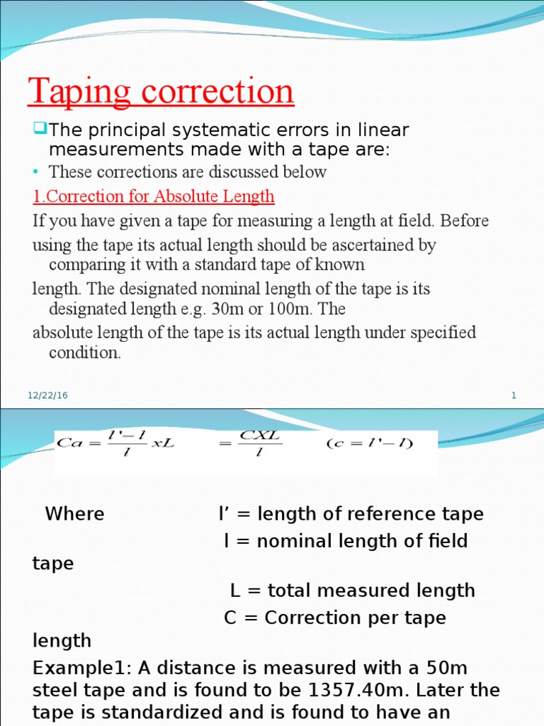 Taping Correction: The Principal Systematic Errors in Linear ...