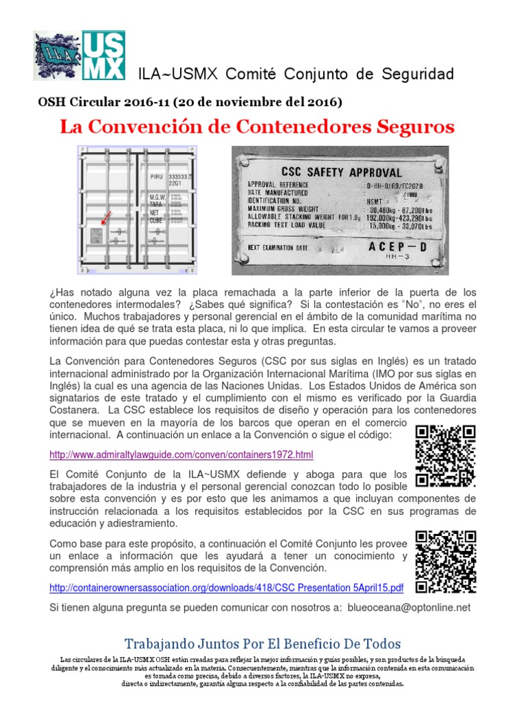 OSH Circular 2016-11 - Convención de Contenedores Seguros - Convention ...
