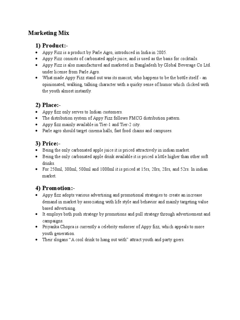 Marketing Mix 1) Product | PDF