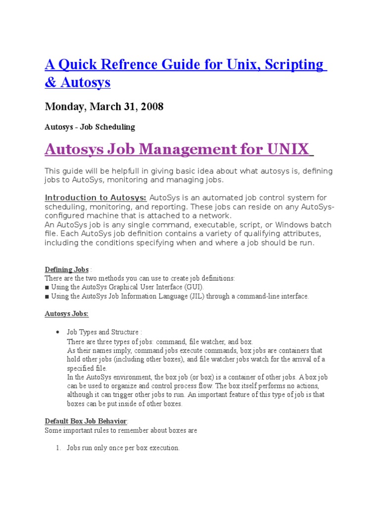 autosys_4 | Command Line Interface | Graphical User Interfaces | Free 30-day Trial | Scribd