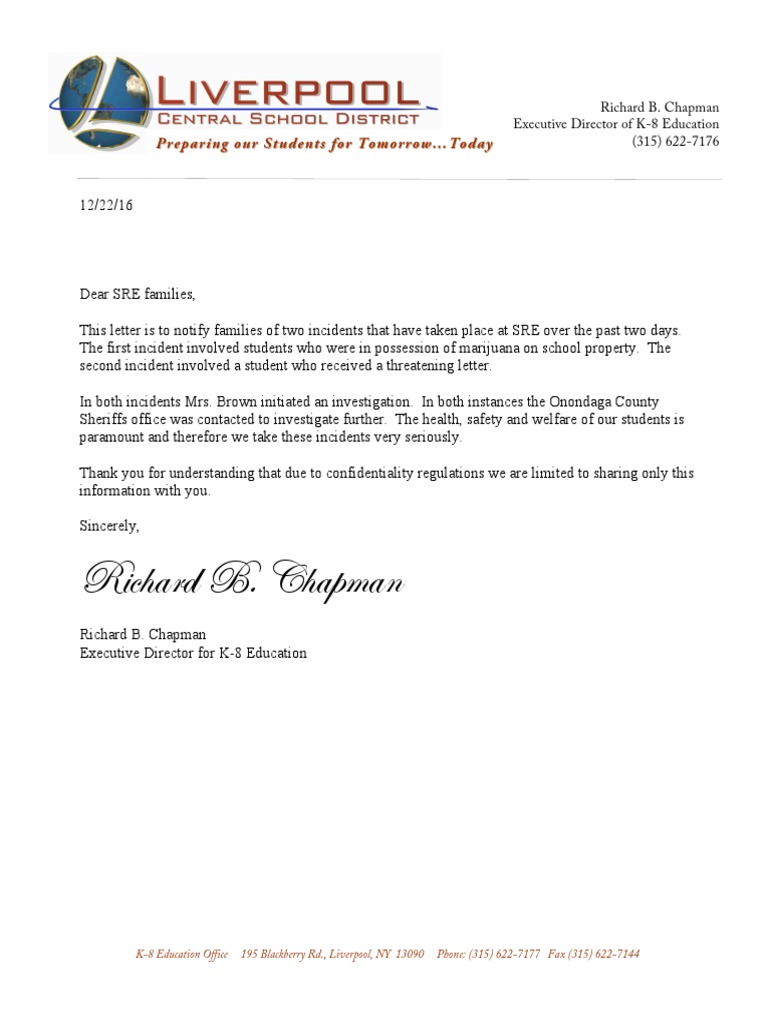 SRE Parent Letter | PDF