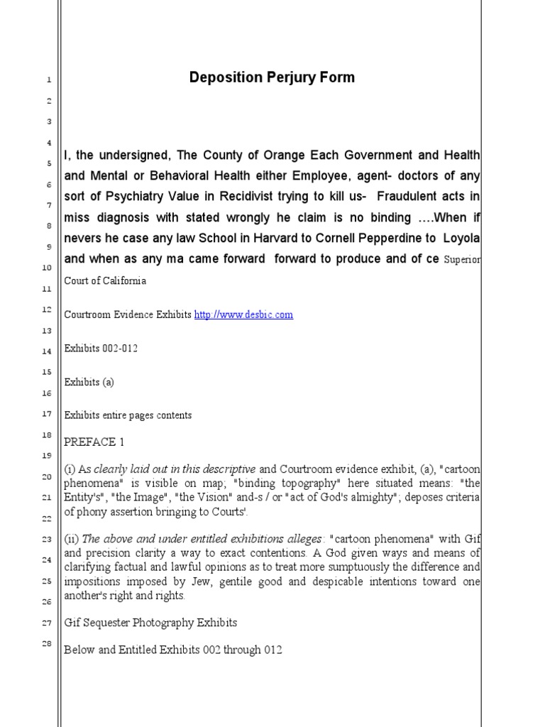 Deposition Perjury Form | PDF