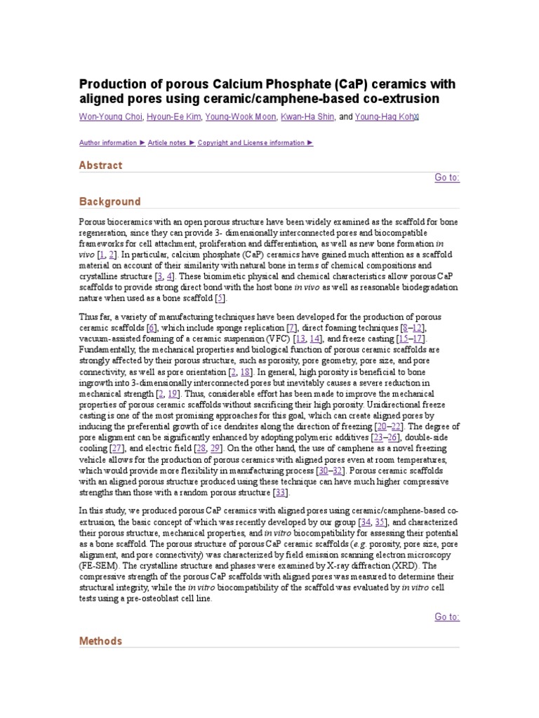 Production of Porous Calcium Phosphate | PDF | Porosity | Tissue ...