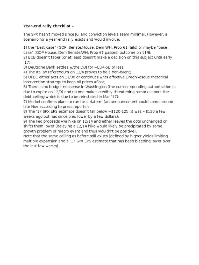 YE Rally Checklist | PDF