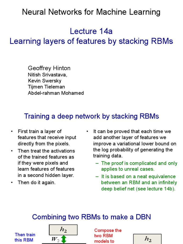 Neural Networks For Machine Learning: Lecture 14A Learning Layers of Features by Stacking Rbms ...